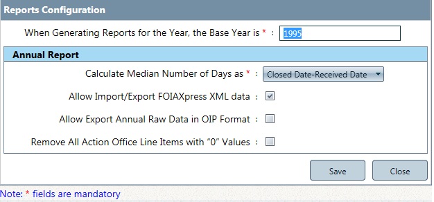 Reports Configuration
