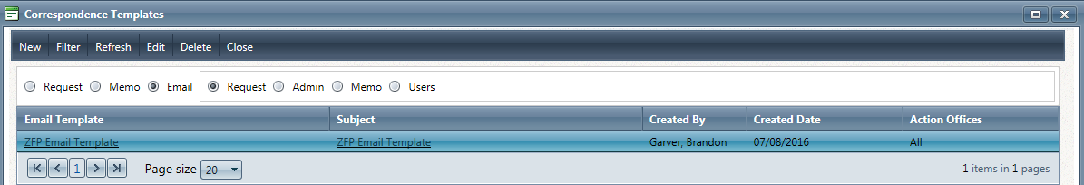 Create Correspondence Template