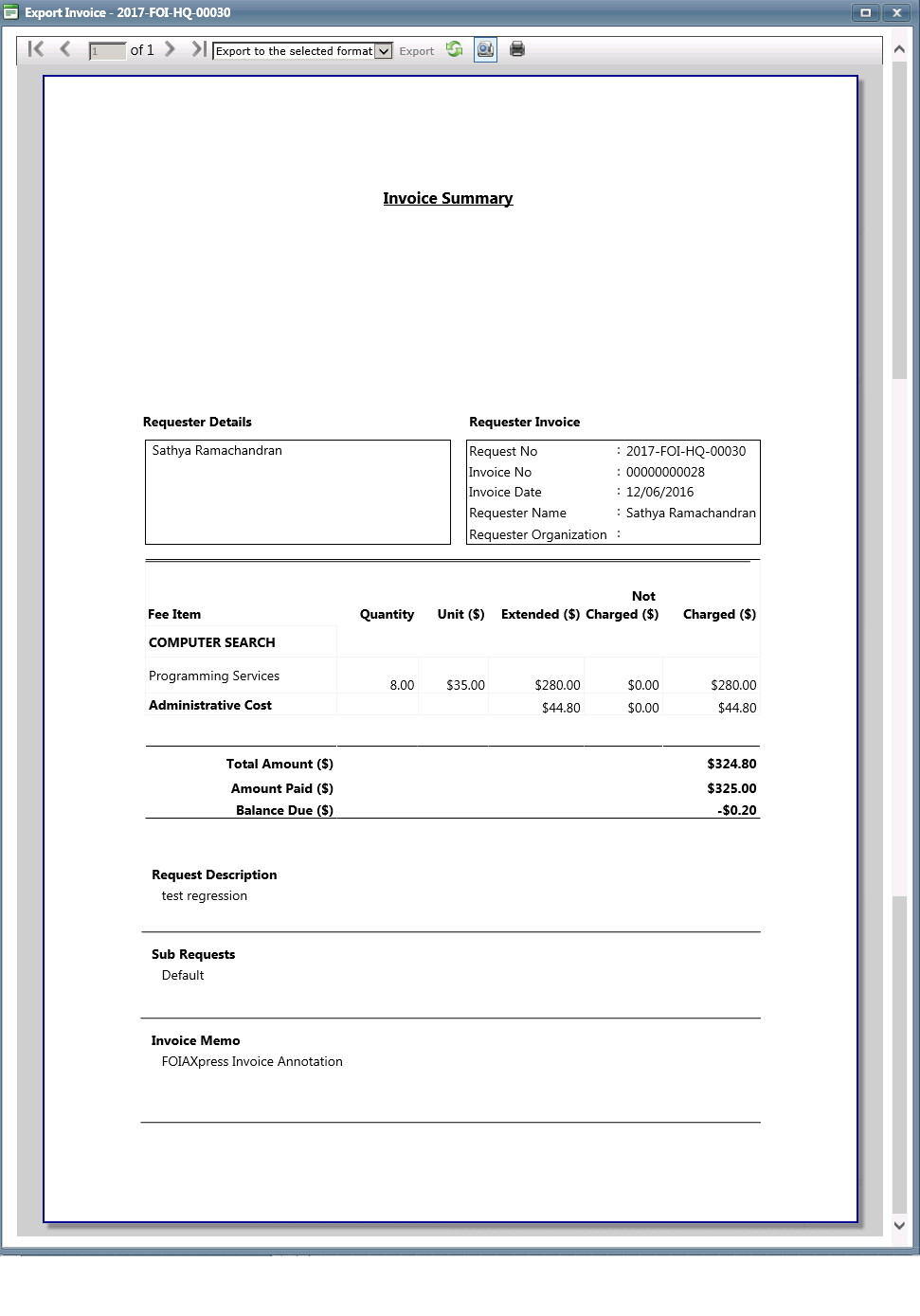 Print Invoice