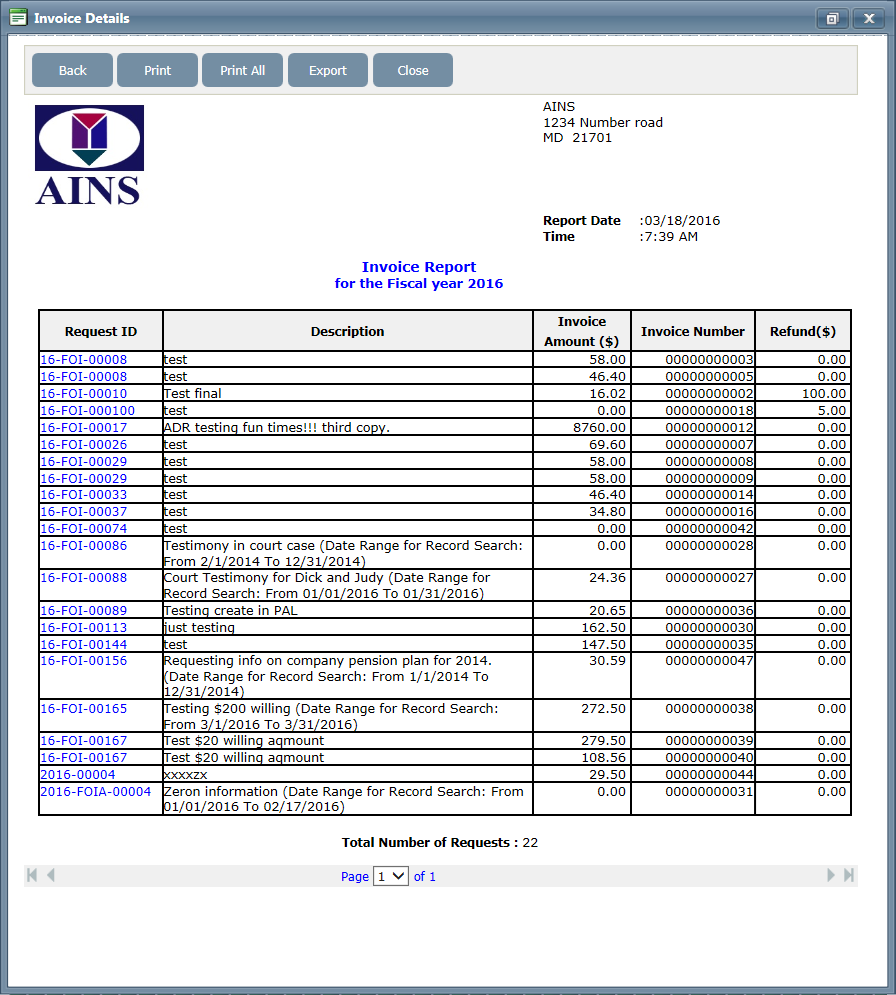 Invoice Details Report